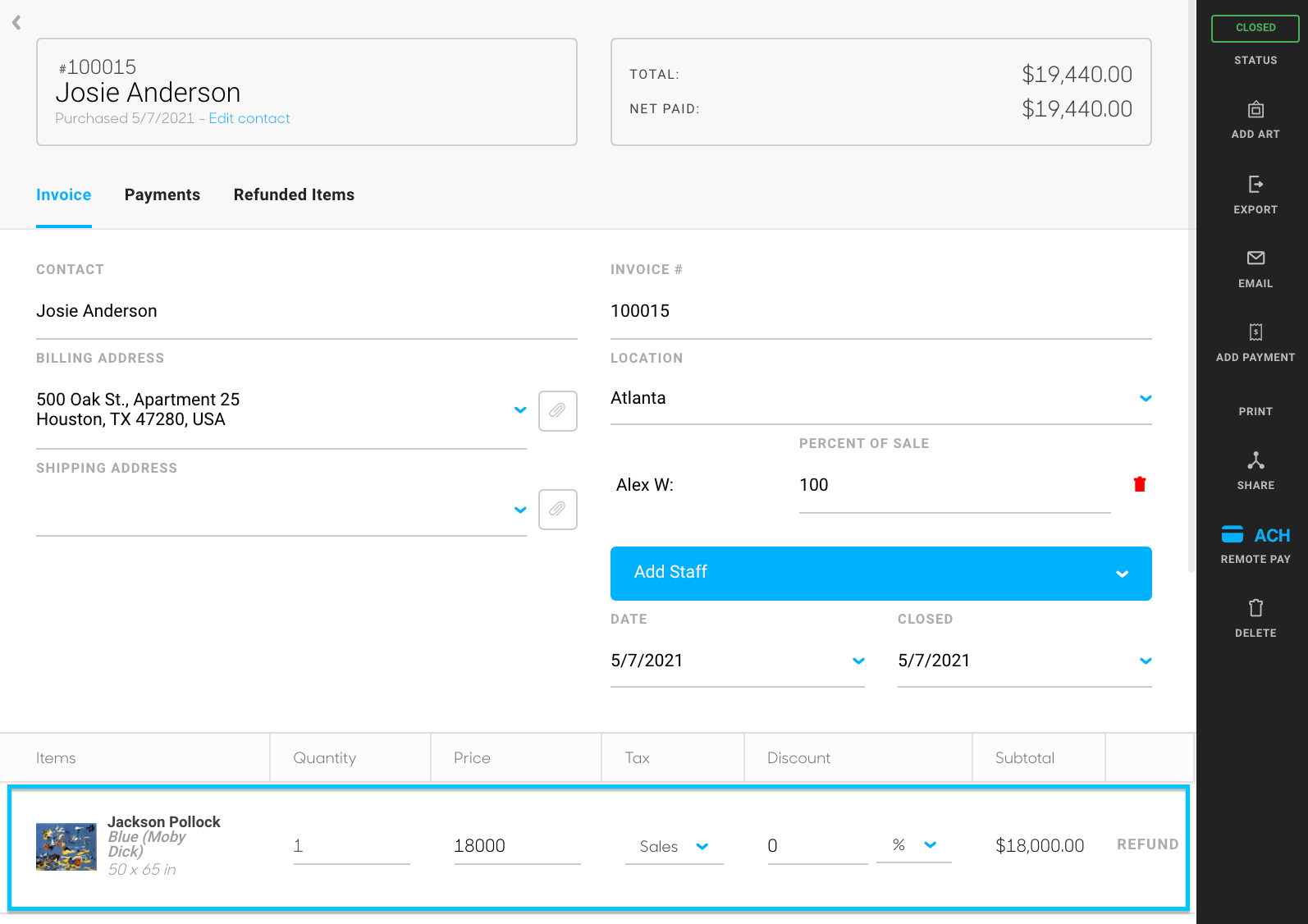 Refunding on Invoices